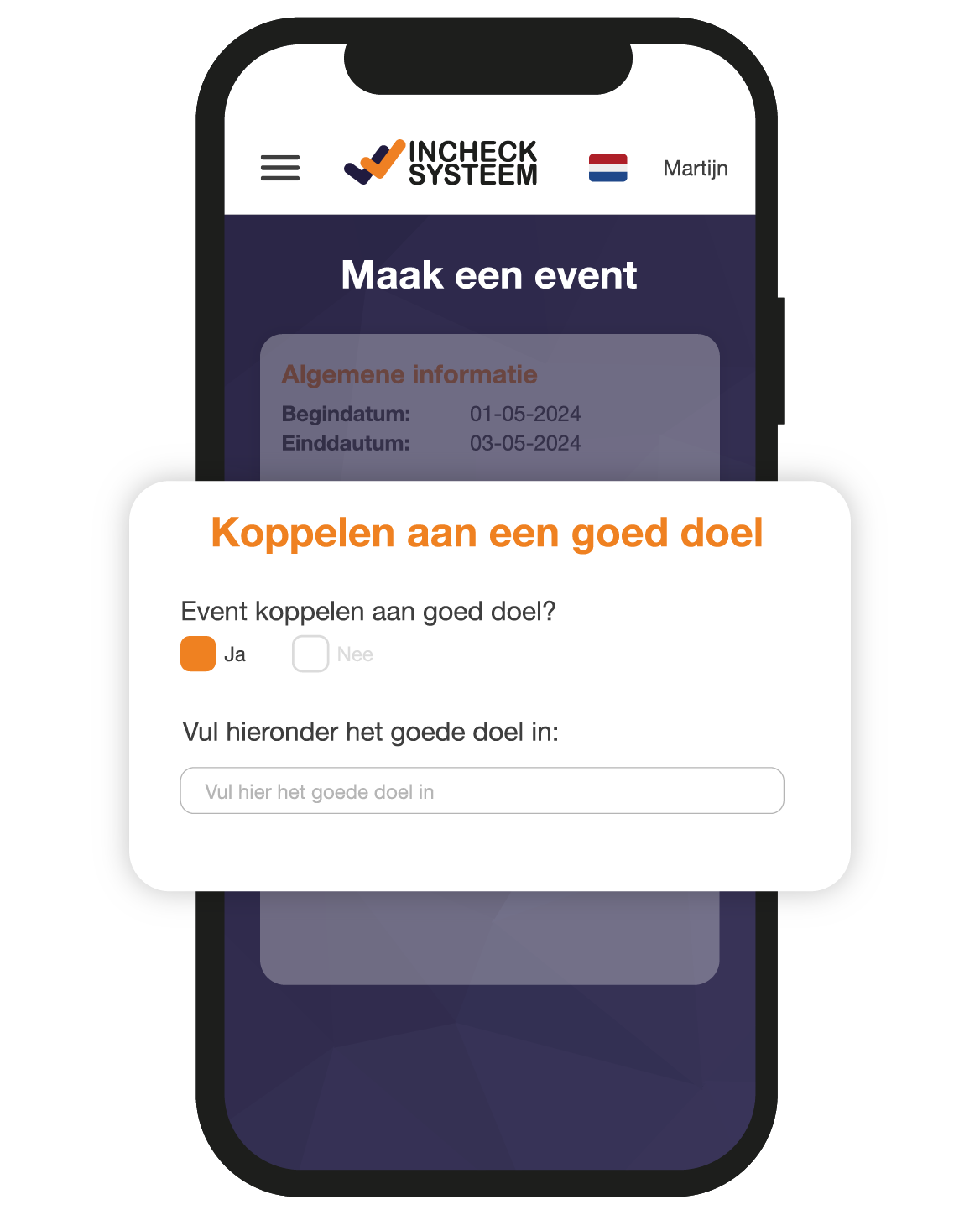 Goed doel - Inchecksysteem